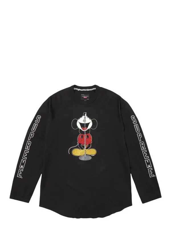 Supreme X Number Ine X Mickey Mouse Raglan Long-sleeve T-shirt - Black
