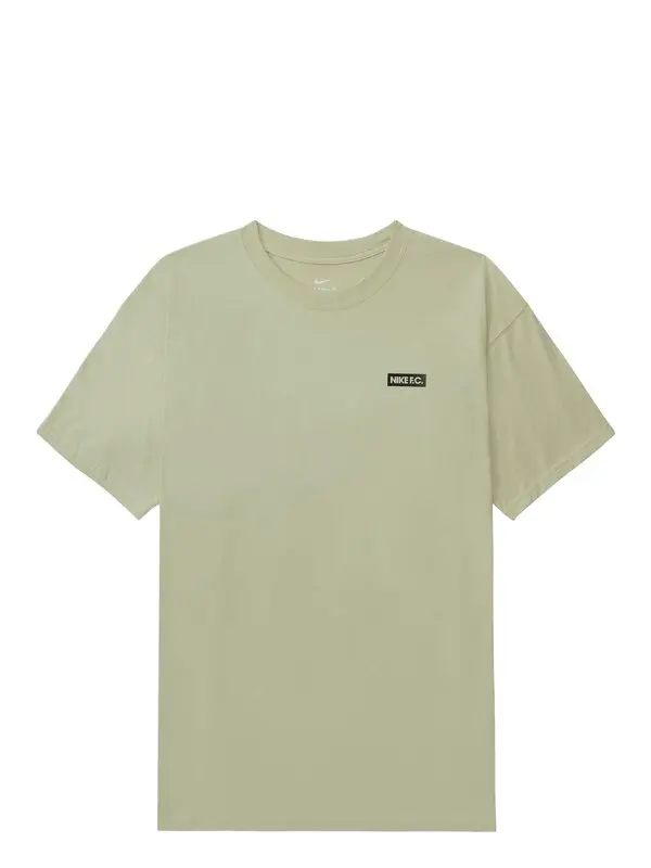 Nike Front And Back Logo Alphabet Printing Round Neck Soccer/football Short Sleeve Light Olive Green T-shirt - Default Color