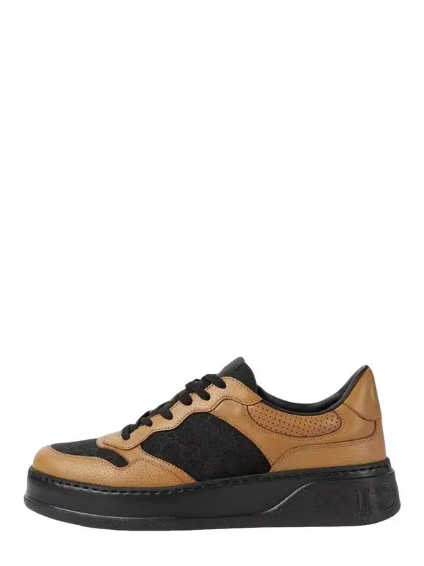 Gucci Gg Embossed Lace Up Sneakers - Camel/black