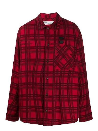 Off-White Ss20 Back Arrows Sketch Plaid Shirts Black - Red