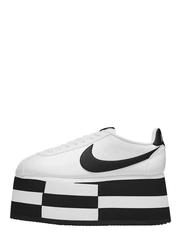 Nike Cortez X Comme Des Garcons "check White" Platform Sneakers - Black/white