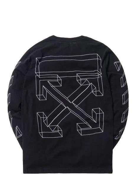 Off-White 3d Printing Hollow Out Arrow Long Sleeve T-shirt - Black
