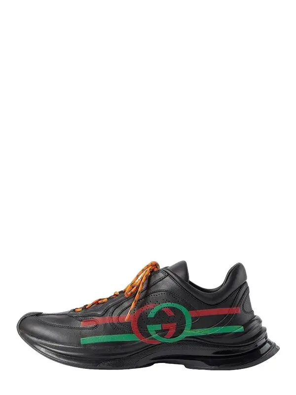 Gucci Run Side-stripe Lace-up Sneakers - Black