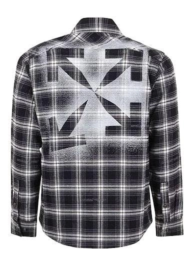 Off-White Arrow Printing Plaid Long Sleeves Shirt - Black