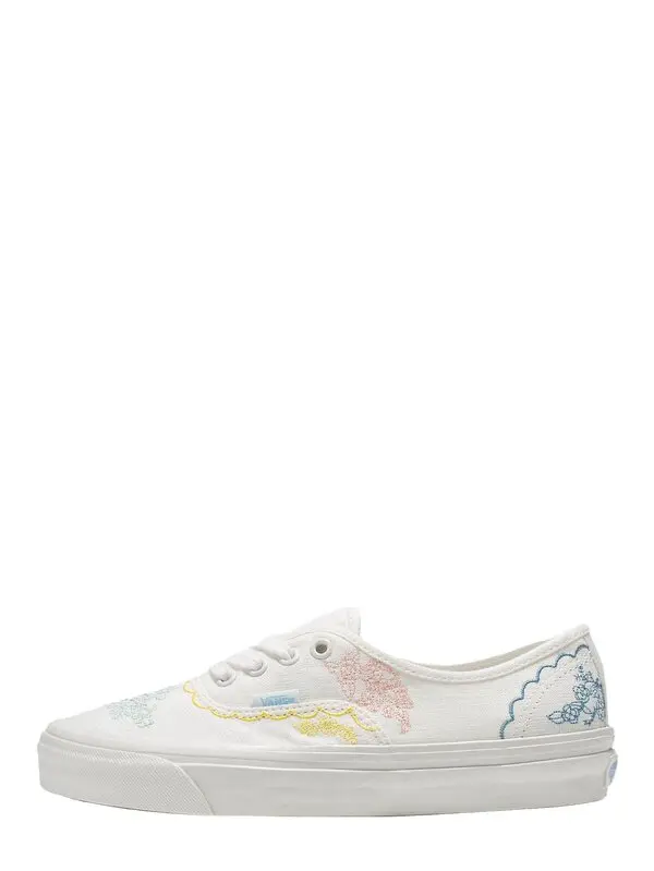 VANS Authentic Linen Blossom Embroidered Sneakers - White/blue/pink