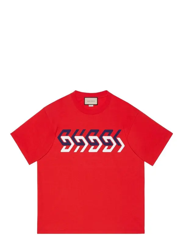 Gucci Ss22 Cotton Jersey T-shirt With Mirror Print 'red - Red/white/black