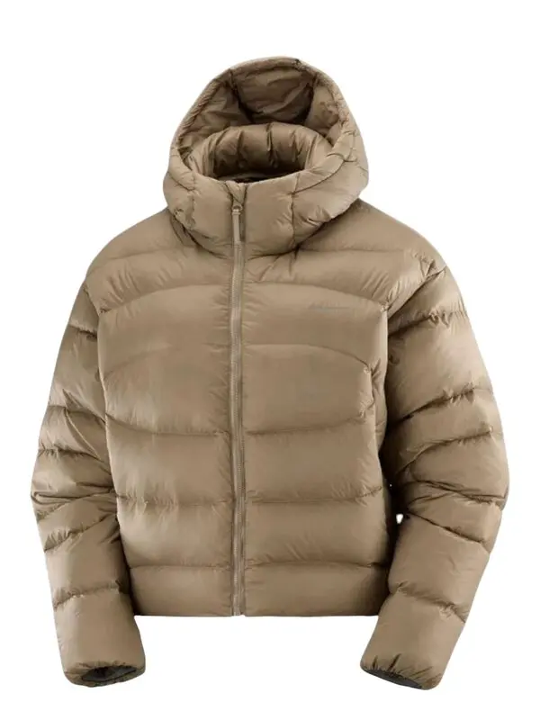 SALOMON Outline Cropped Down Hooded Jacket - Shitake