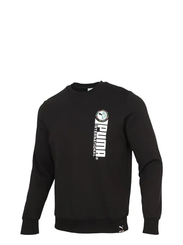 PUMA Alphabet Printing Sports Round Neck Pullover - Black