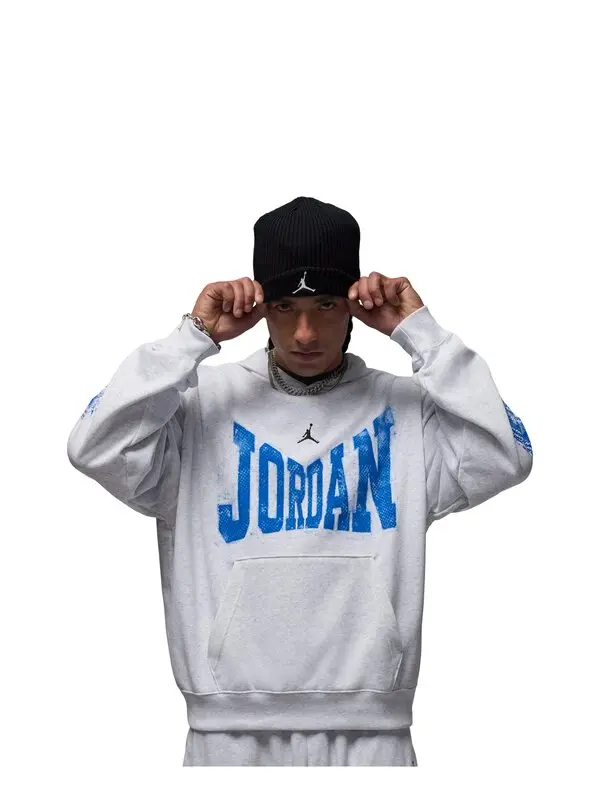 JORDAN Brooklyn Collegiate Oversized Hoodie - Birch Heather/black