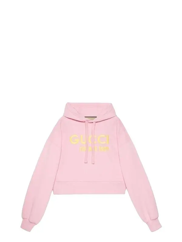 Gucci Embroidered Cotton Hooded Sweatshirt - Pink