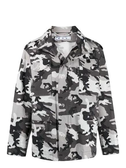 Off-White Camouflage Print Slim Fit Jacket - Grey