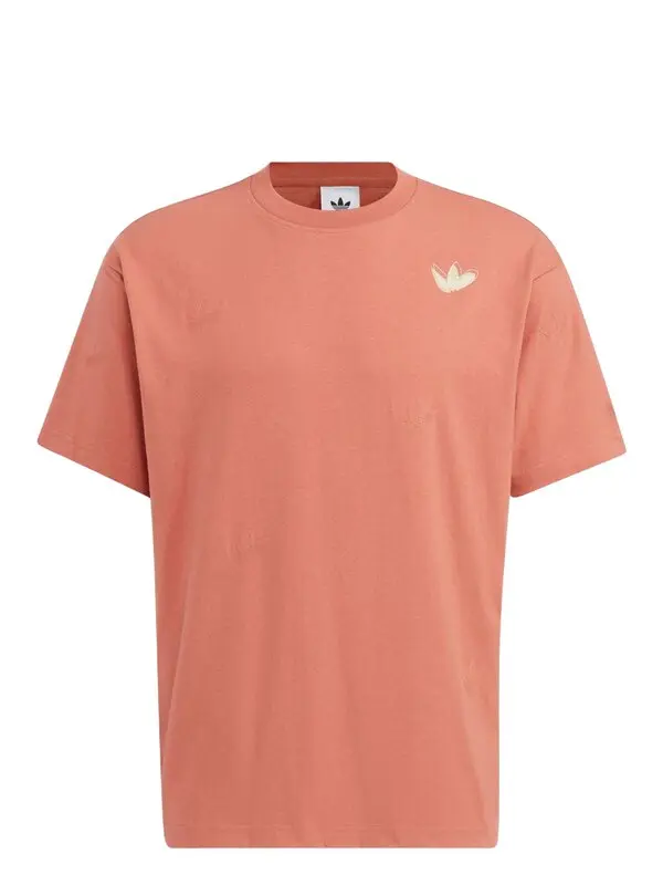 Adidas Originals Logo Printing Solid Color Round Neck Short Sleeve Orange T-shirt - Default Color