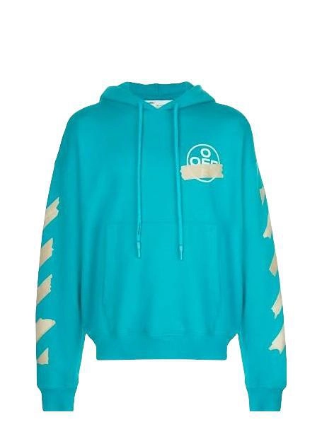 Off-White Diagonal Stripe Hooded Sweatshirt - Blue