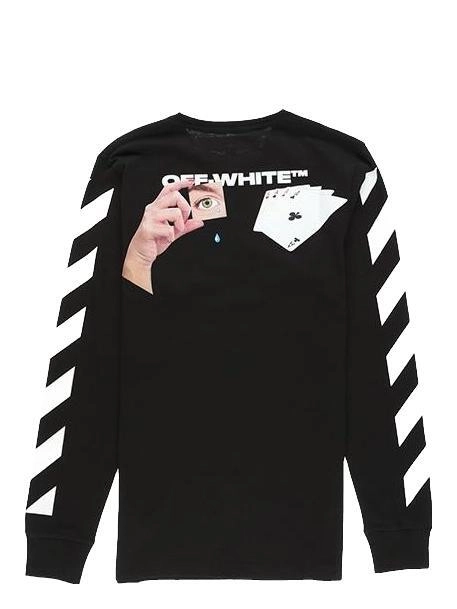 Off-White Virgil Abloh Diag Hand Card Long Sleeve Tee - Black