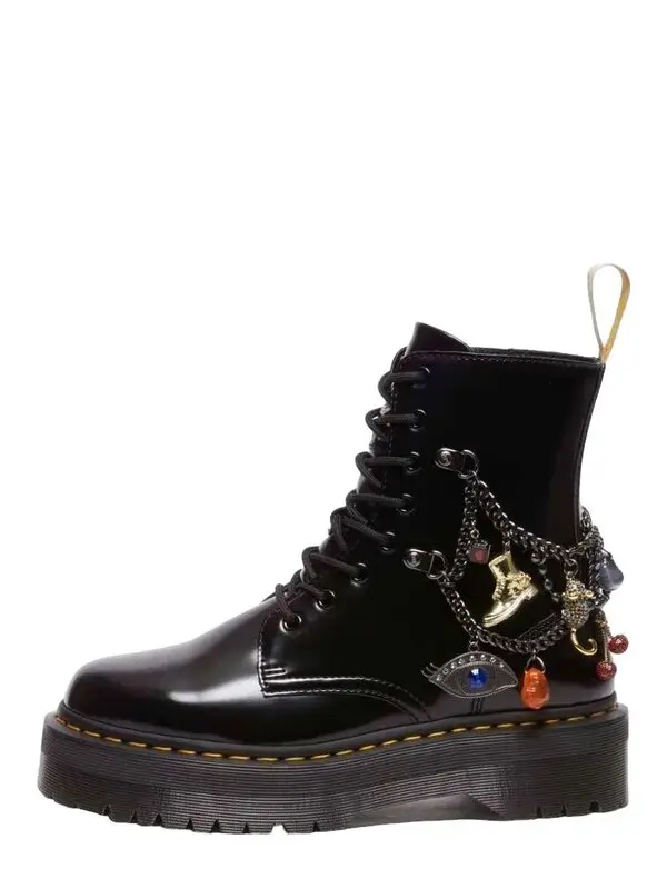 Dr. Martens Marc Jacobs Vegan Combat Boots With Chain Link Detailing - Black Oxford