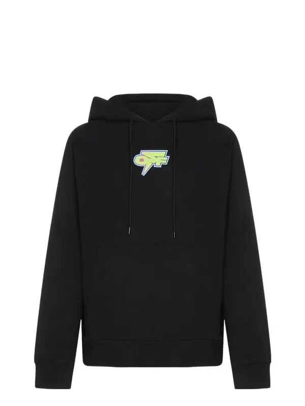 Off-White Long Sleeve Hooded Sweatshirt With Back Logo Print - Outer Space