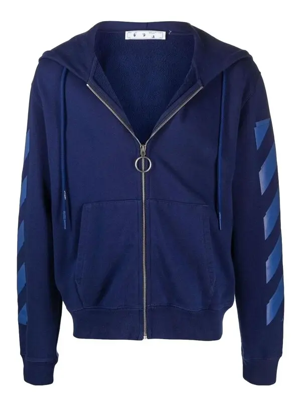Off-White Striped Zip-up Hoodie - Blue