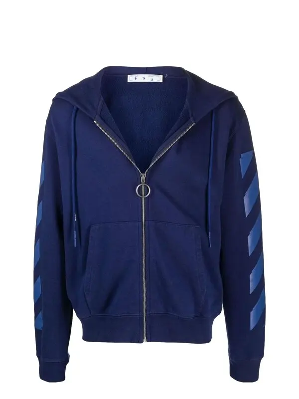 Off-White Striped Zip-up Hoodie - Blue