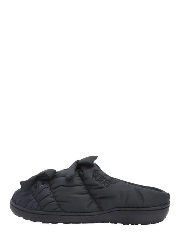 SUBU X Perverze Quilted Bow Detail Slip-on Sandals - Black