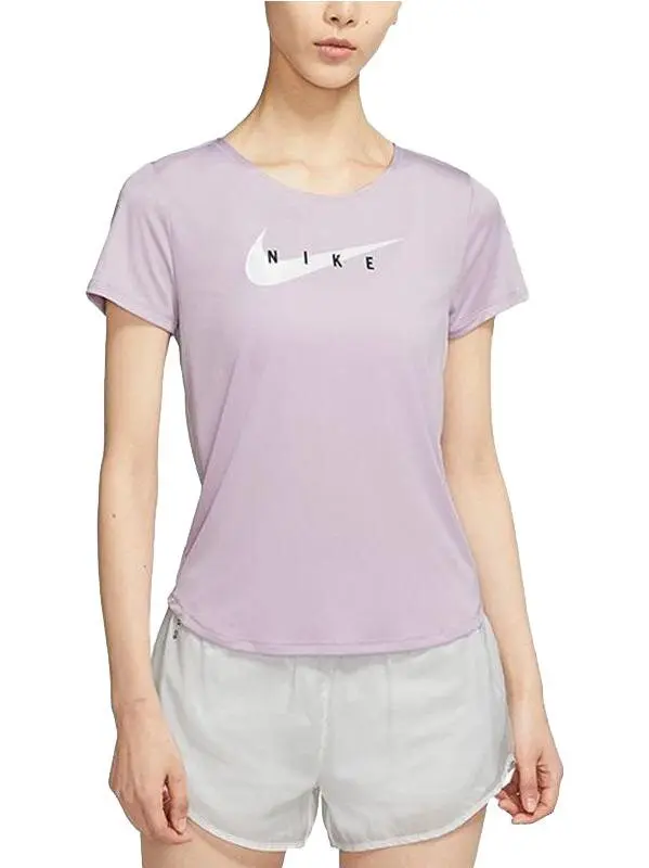 Nike Swoosh Run Short Sleeve Top - Light Purple