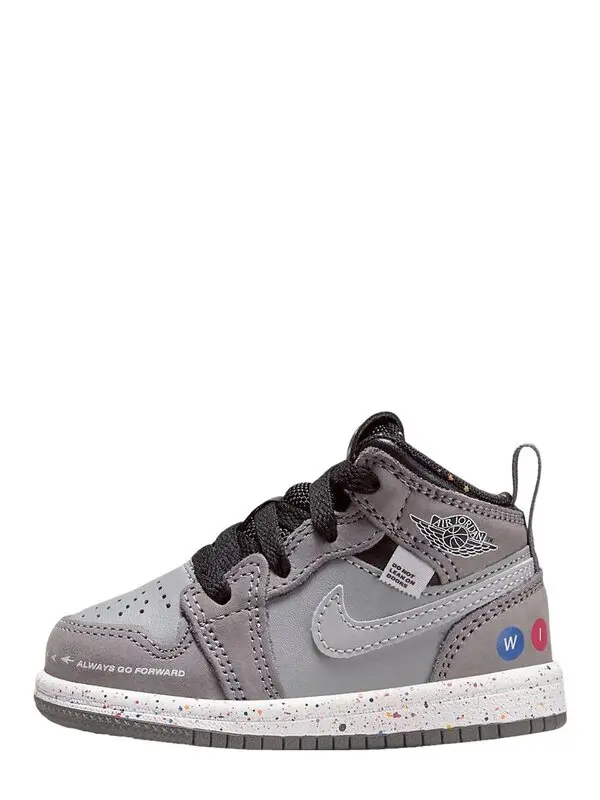 JORDAN 1 Mid Wings "nyc Subway" Sneakers - Gunsmoke/matte Silver/black
