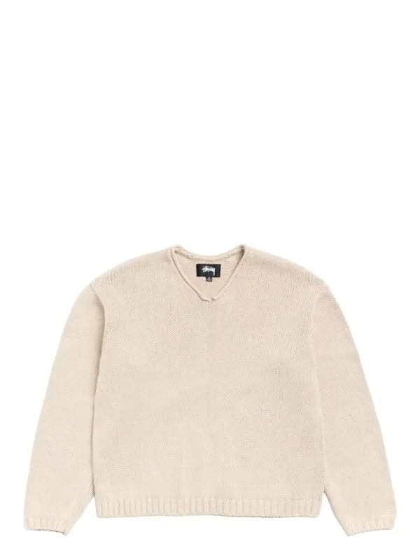 StÜssy Roll V Neck Sweater - Oatmeal