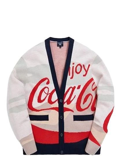 Kith X Coca-cola X Mitchell & Ness "coke Mountains" Cardigan - White/beige/red