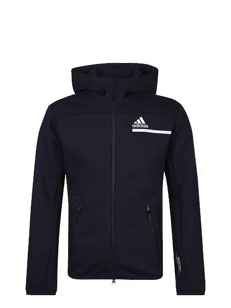 Adidas Athleisure Knit Hooded Jacket - Blue