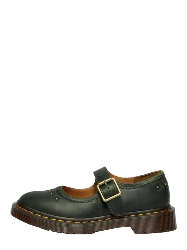 Dr. Martens Mary Jane Floral Buckled Flats - Dms Green