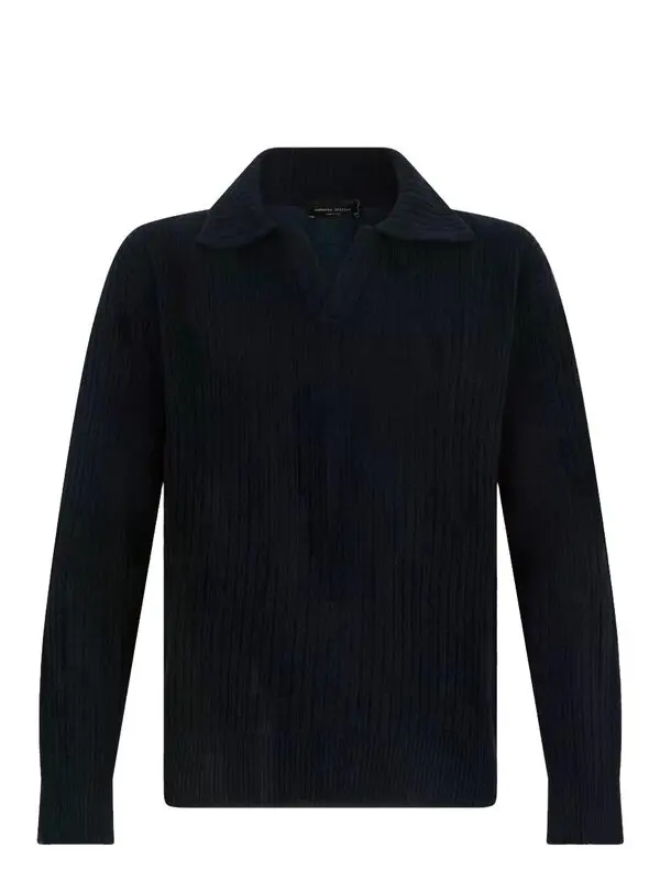 ROBERTO COLLINA Ribbed Knit V-neck Sweater - Blue