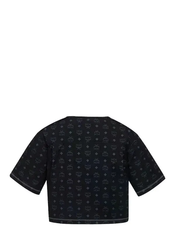 Mcm Laurel Monogram-print Cropped T-shirt - Black