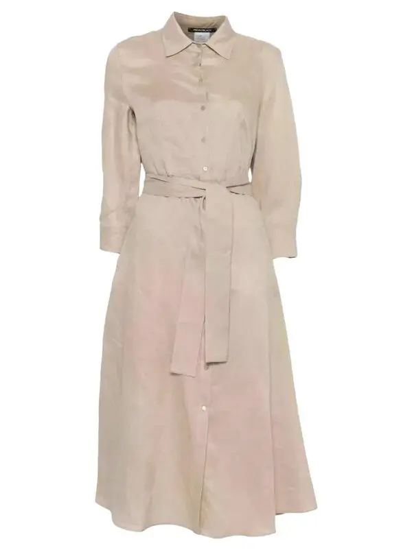 PENNYBLACK Belted Midi Shirt Dress - Neutrals