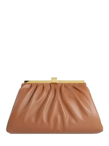 N°21 Leather Gathered Clutch With Chain Strap - Brown