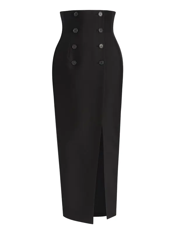 Khaite Luiza Skirt In Double-faced Crepe - Black