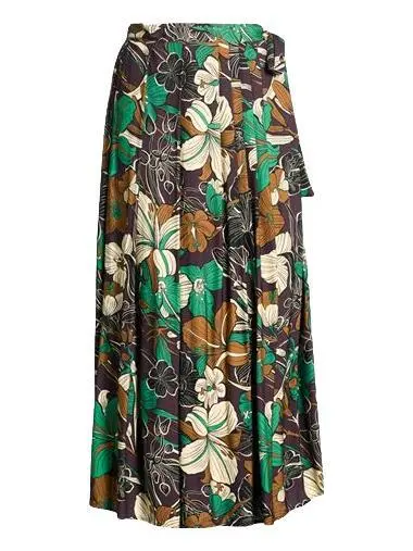 EMMA & GAIA Chocolate Viscose Floral Print Maxi Skirt - Brown