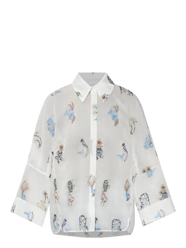 Munthe Nilsa Embroidered Sheer Shirt - White