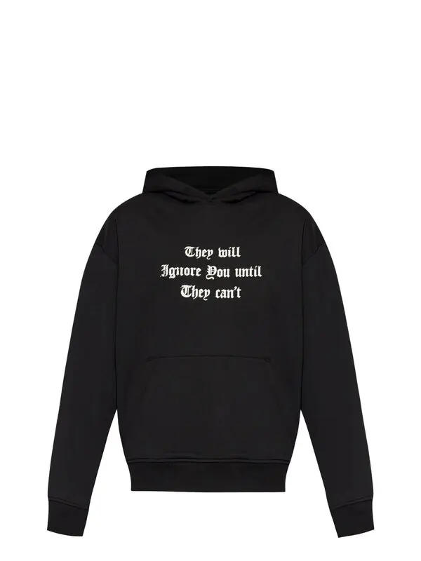 Palm Angels Hooded Sweatshirt With Gothic Print - Black