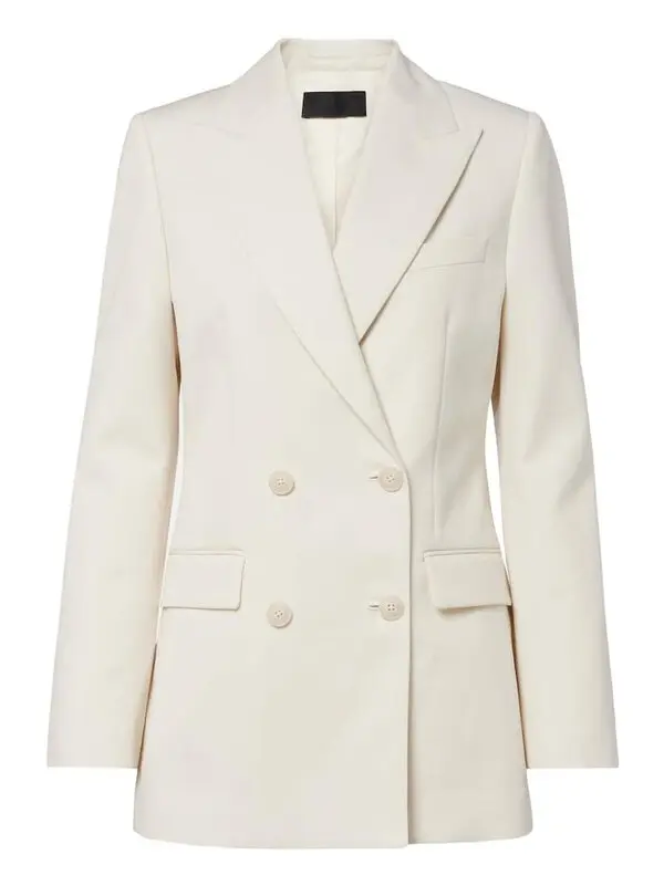 NILI LOTAN Weston Double-breasted Virgin Wool Blazer - White