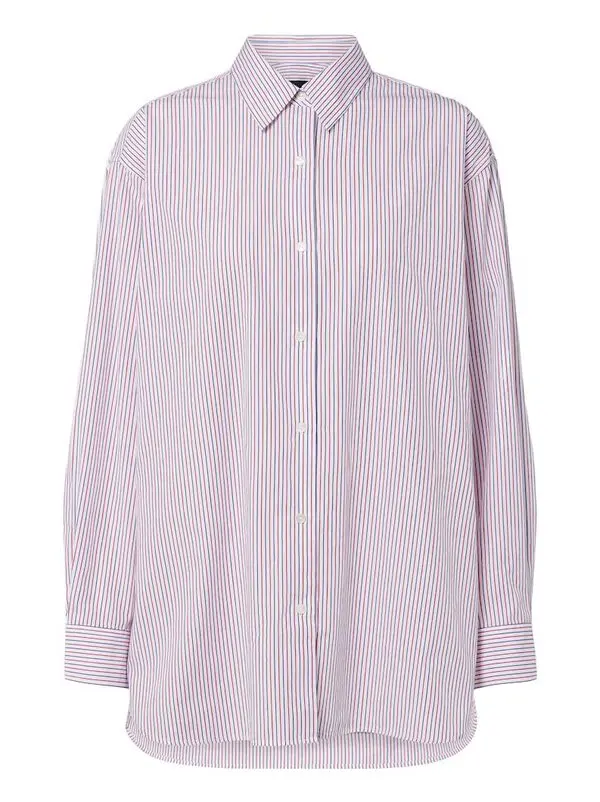NILI LOTAN Yorke Striped Cotton Shirt - Red