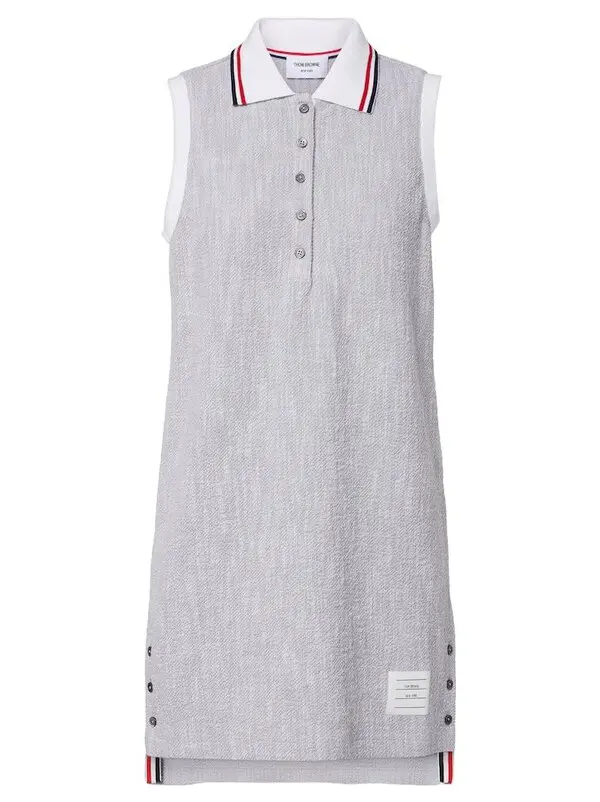 Thom Browne Cotton-blend Tweed Polo Dress - Grey