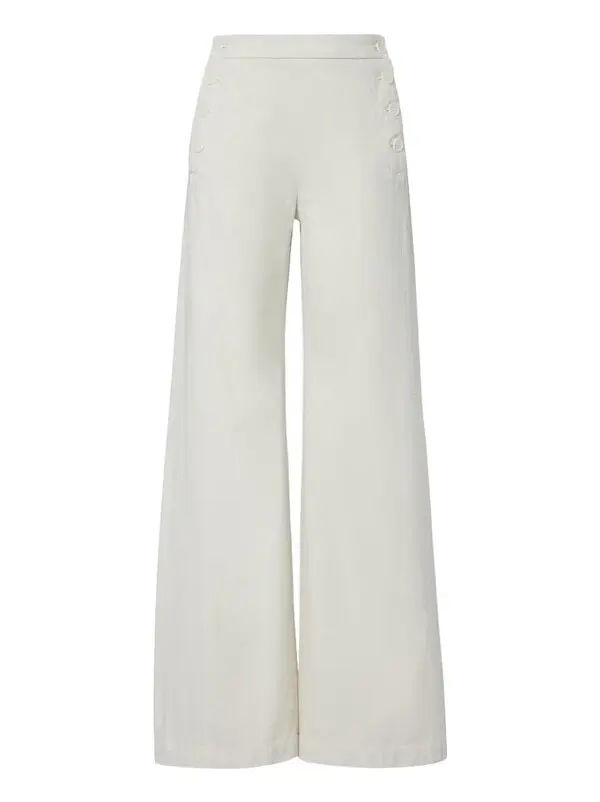 NILI LOTAN Reed Cotton Wide-leg Pants - White