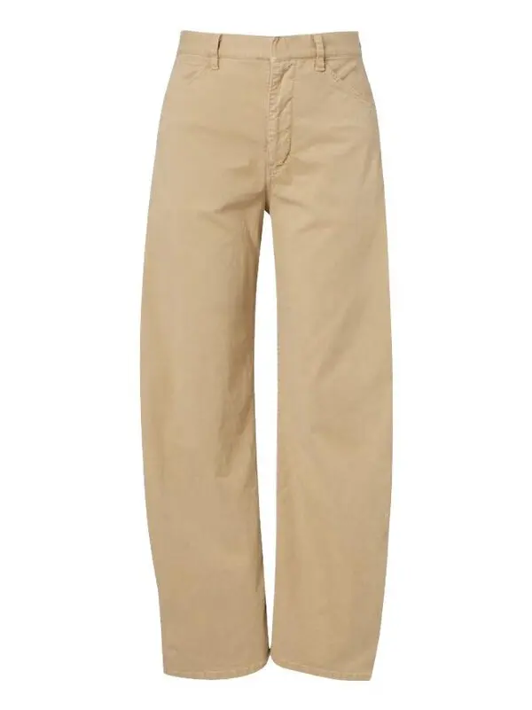 NILI LOTAN Tribeca Cotton Twill Barrel-leg Pants - Beige