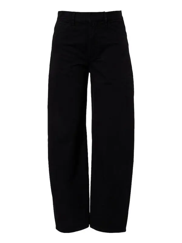 NILI LOTAN Tribeca Cotton Twill Barrel-leg Pants - Black
