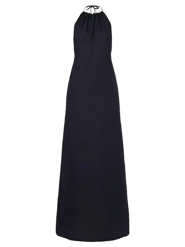 NILI LOTAN Lelia Halterneck Linen Maxi Dress - Black
