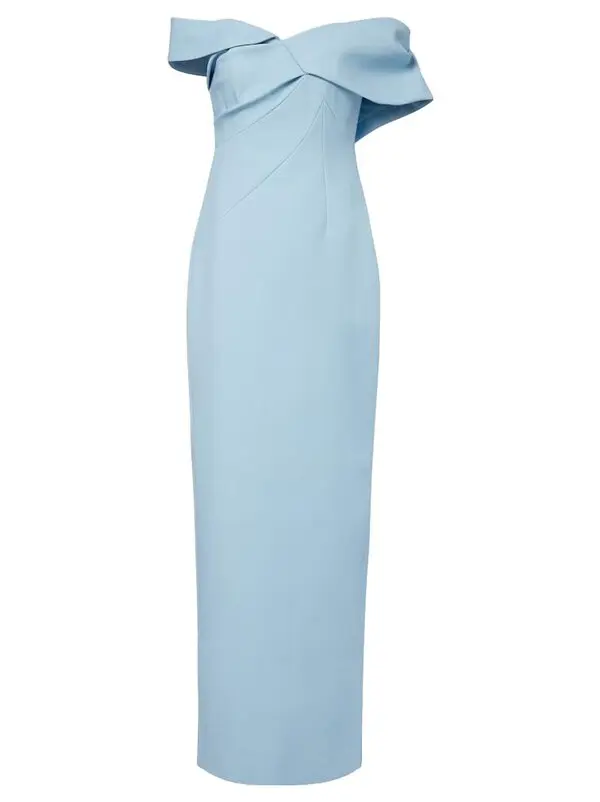 Rachel Gilbert Maddie Draped Off-shoulder Crêpe Gown - Blue