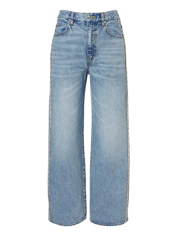 FRAME Crochet Bow Cropped Wide-leg Jeans - Blue