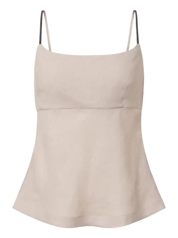 Brunello Cucinelli Monili Linen Top - Beige