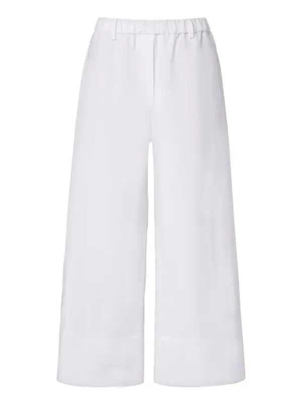 Brunello Cucinelli Bianco Linen And Cotton Wide-leg Pants - White