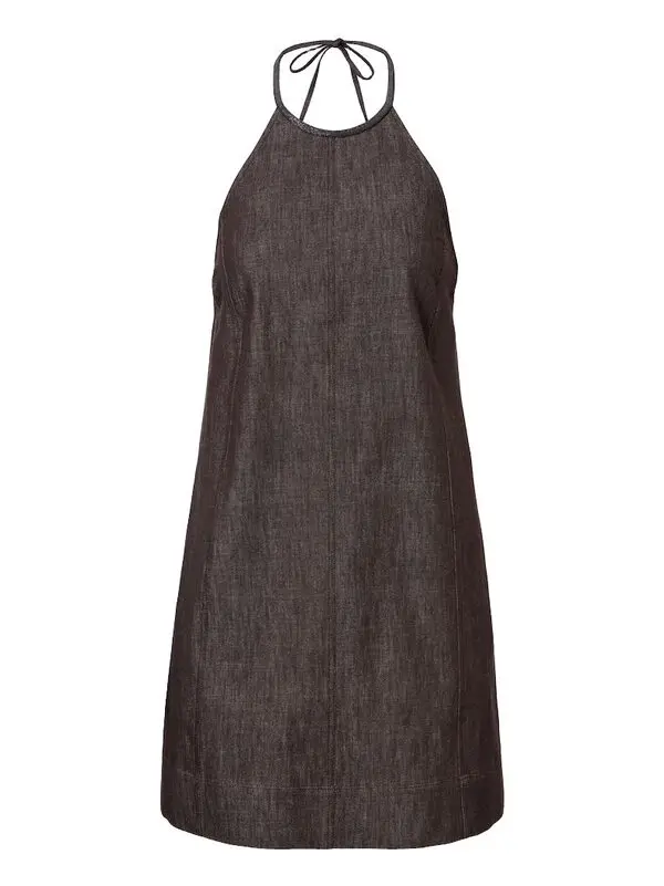 Brunello Cucinelli Cotton Halterneck Open-back Minidress - Brown