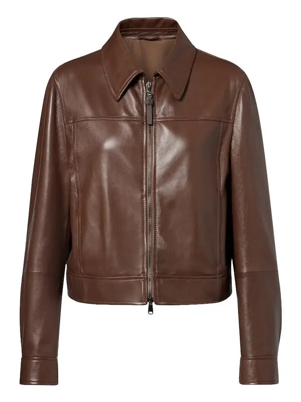 Brunello Cucinelli Leather Jacket - Brown